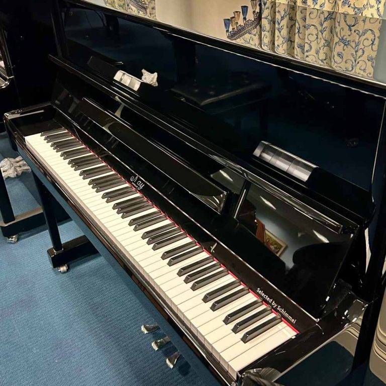 Used May Berlin Upright Piano in Ebony Polish - Merriam Music